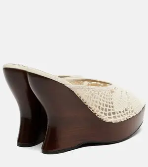 Magda Butrym Crochet Wedge Sandals - White