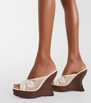 Magda Butrym Crochet Wedge Sandals - White