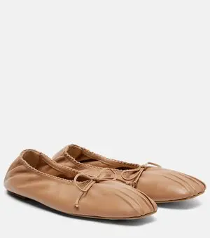 Magda Butrym Leather Ballet Flats - Beige
