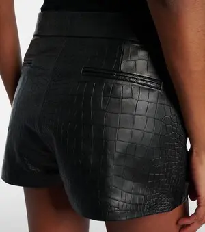 Alex Perry Croc-effect Leather Shorts