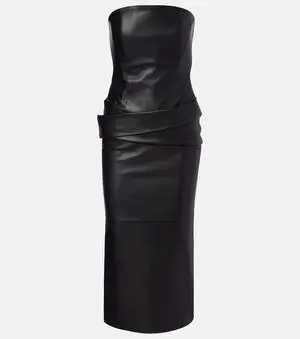 Alex Perry Strapless Leather Midi Dress