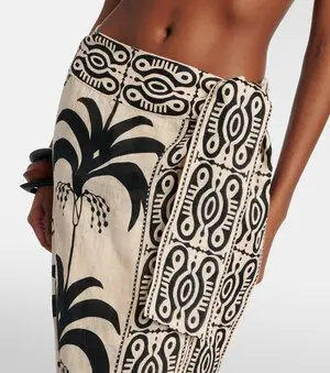 Johanna Ortiz Printed Linen Beach Cover-up - Beige