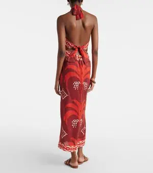 Johanna Ortiz Printed Open-back Linen Midi Dress