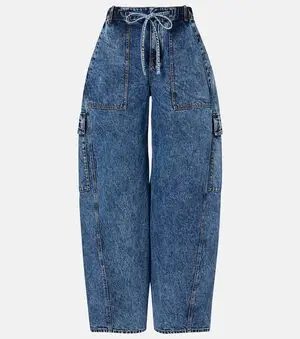 Alaïa Barrel-leg Jeans In Bleu Neige