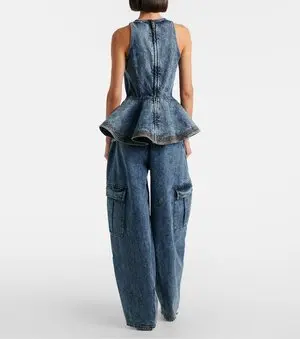 Alaïa Barrel-leg Jeans In Bleu Neige