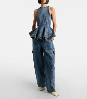 Alaïa Barrel-leg Jeans In Bleu Neige