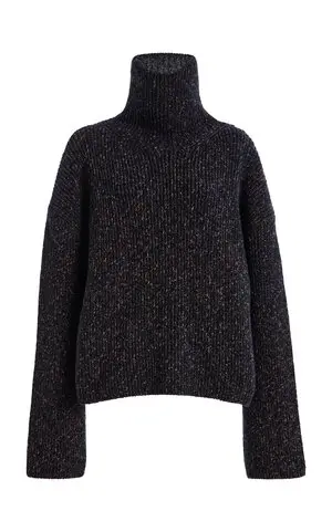 SANDERLAK Wool-cotton Turtleneck Sweater - Navy
