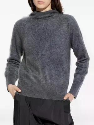 LISA YANG Rosaline Graphite Brushed Knit Hooded Sweater