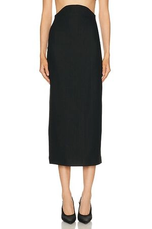 SEV Midi Skirt With Textured Surface And Abstract Waistline Curve