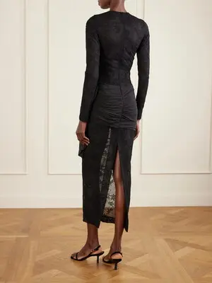 Alessandra Rich Lace And Silk-crepe Midi Dress