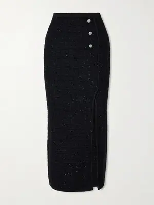 Alessandra Rich Embellished Knitted Midi Skirt
