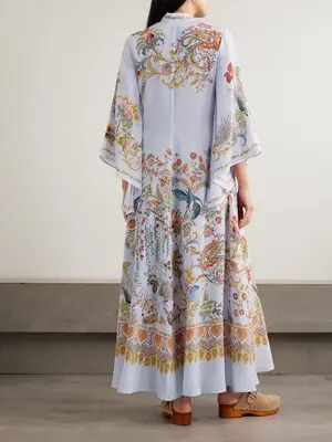 Etro Printed Silk Pussy-bow Maxi Dress