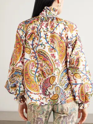 Etro Paisley-print Cotton And Silk-blend Blouse With Pussy-bow