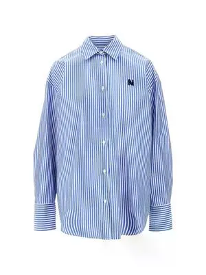 MSGM Striped Logo Shirt - Blue
