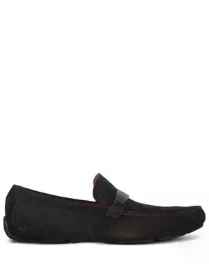 FERRAGAMO Suede Loafers With Round Toe And Rubber Sole - Black