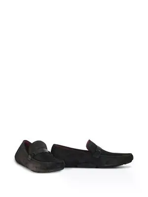FERRAGAMO Suede Loafers With Round Toe And Rubber Sole