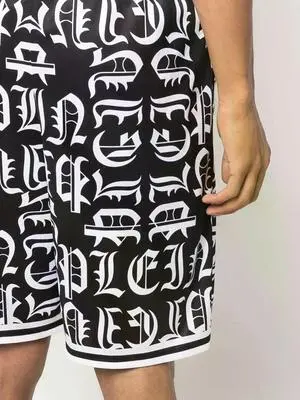 Philipp Plein All-over Logo Print Drawstring Shorts - Black