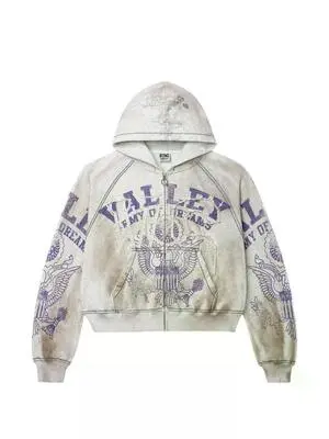 VALE FOREVER Graphic Print Zip-up Hoodie - Grey