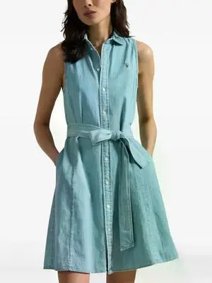 Polo Ralph Lauren Sleeveless Belted Mini Shirt Dress
