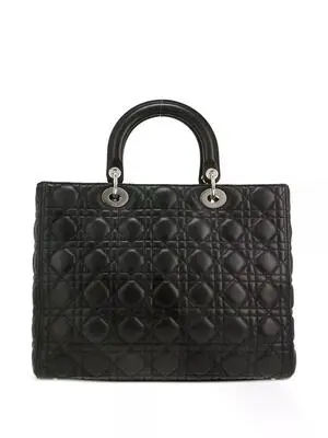 Dior Lady Leather Double-handle Tote Bag - Black