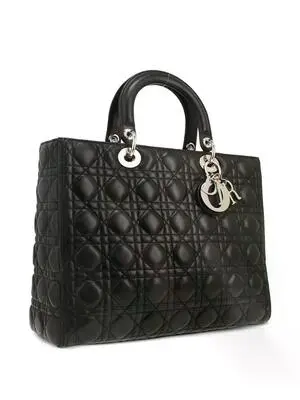 Dior Lady Leather Double-handle Tote Bag - Black