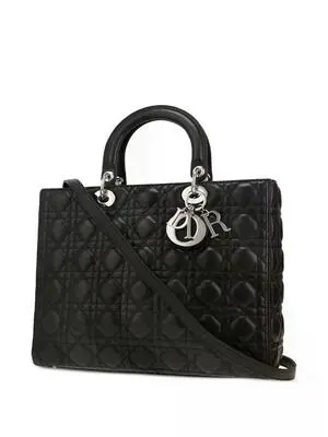 Dior Lady Leather Double-handle Tote Bag - Black