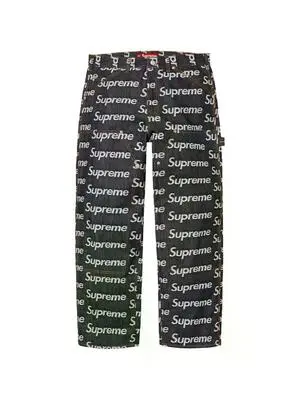 Supreme Logo Jacquard Double Knee Jeans - Blue