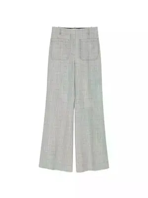 Victoria Beckham Wide-leg Checked Trousers - Grey