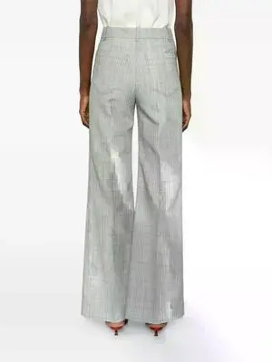 Victoria Beckham Wide-leg Checked Trousers - Grey