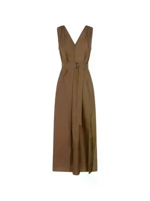 Brunello Cucinelli V-neck Belted Midi Dress