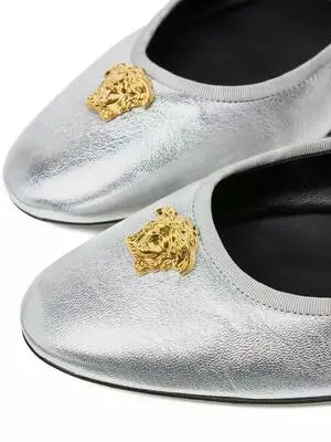 Versace Buckle-medallion Ballet Flats - Silver