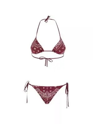 VENUJA Embellished Paisley Print Triangle Bikini - Red