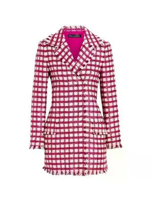 Oscar De La Renta Checked Tweed Mini Dress - Pink