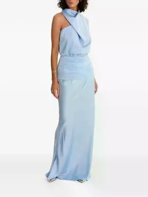 MOOS STUDIO One-shoulder Pleated Maxi Dress