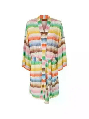 Missoni Chevron Belted Beach Dress Neutrals