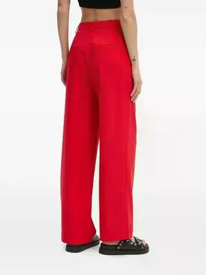 NEVER FULLY DRESSED Wide-leg Pleated Trousers - Red