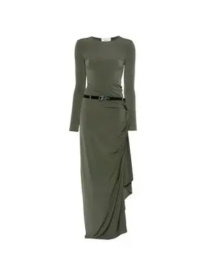 Coperni Long-sleeve Draped Maxi Dress - Green