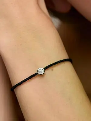 Monica Vinader Solitaire Diamond Cord Bracelet - Black