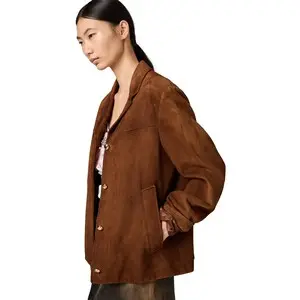 Miu Miu Waxed Suede Leather Blouson Jacket - Brandy