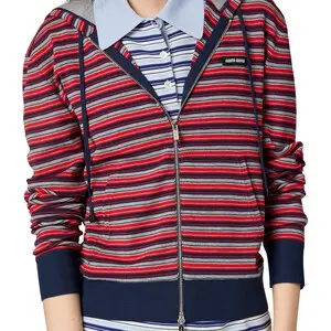 Miu Miu Striped Wool Hoodie Jacket