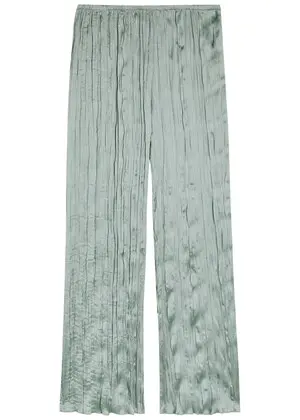 Staud Plissé Straight-leg Trousers - Silver