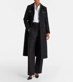 Valentino Garavani Vgold Belted Wool And Silk Coat