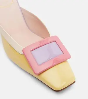 ROGER VIVIER Belle Vivier Patent Leather Wedge Mules - Multicoloured