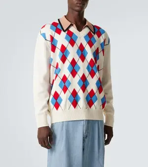 Dries Van Noten Argyle Polo Sweater