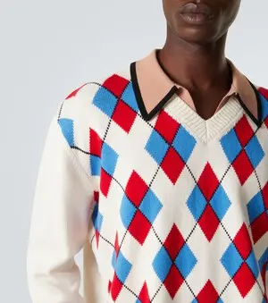 Dries Van Noten Argyle Polo Sweater