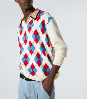 Dries Van Noten Argyle Polo Sweater
