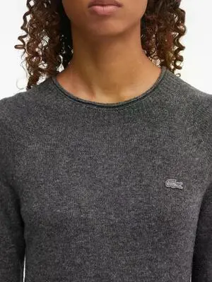 Lacoste Long Sleeve Crewneck Mini Dress With Logo Appliqu - Grey