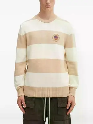 Lacoste Striped Badge Sweater - Neutrals