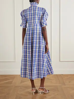 Thierry Colson Venetia' Ruffled Checked Cotton-blend Midi Dress