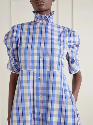 Thierry Colson Venetia' Ruffled Checked Cotton-blend Midi Dress